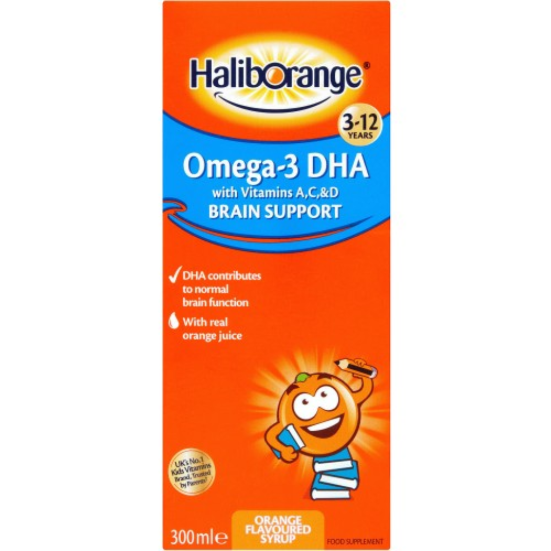Haliborange Omega-3 DHA Brain Support Orange Flavoured Syrup, 3-12 Yea