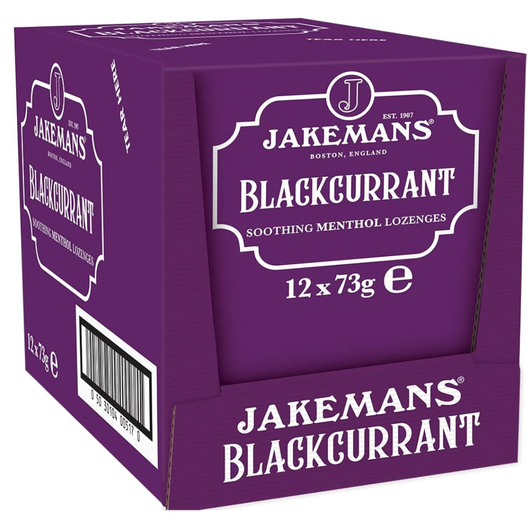 Jakemans Blackcurrant Soothing Menthol Sweets 73g Pack of 12 (T)