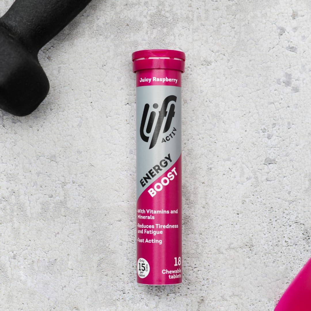 Lift Activ Chewable Energy Tablets Juicy Raspberry 18 (T)
