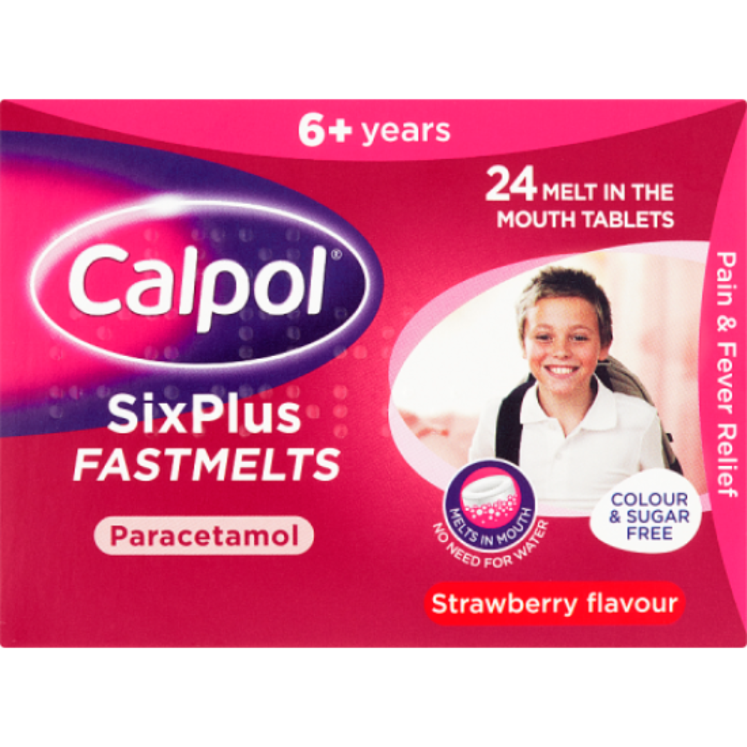 Calpol Sixplus FastMelts Strawberry 24 Tablets